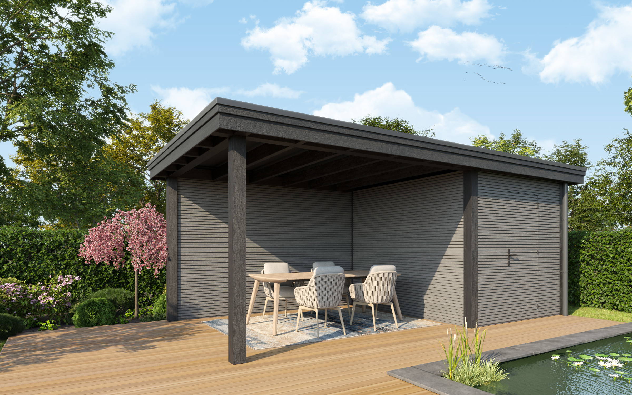 Stoer Tuinhuis met Rhombus Overkapping: Robuust en Modern - Van der Heijden